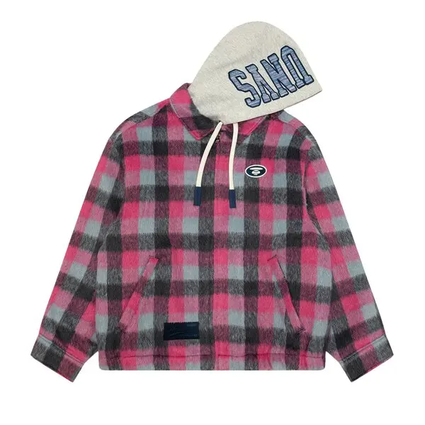 AAPE BY *A BATHING APE Moonface Check Hooded Jacket /pink
