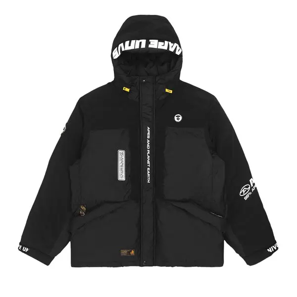 AAPE Moonface Panelled Hooded Down Jacket