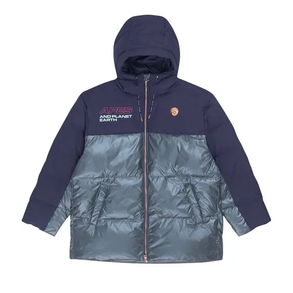 AAPE Moonface Panelled Down Jacket 'navy