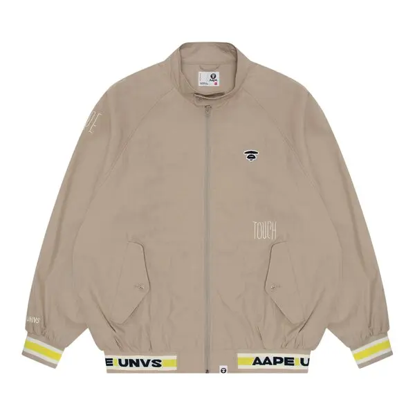 AAPE Moonface Embroidered Zip Jacket 'beige/grey