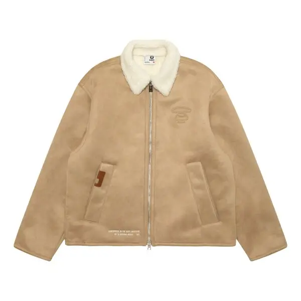 AAPE Moonface Zip-up Jacket 'beige/brown