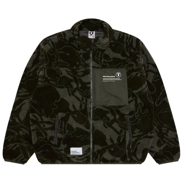 AAPE Moonface Patch Camo Fleece Jacket 'khaki/multi