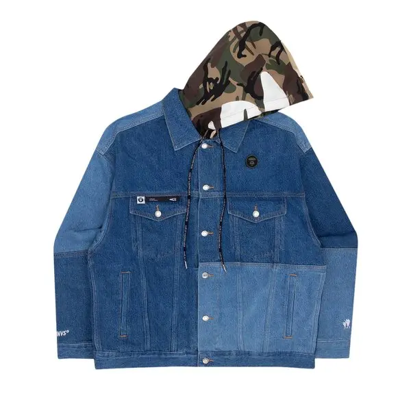 AAPE Moonface Panelled Hooded Denim Jacket