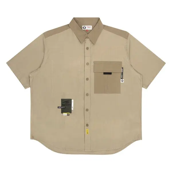 AAPE Moonface Colour Blocked Shirt 'beige