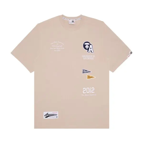 AAPE Moonface Logo Graphic Tee 'beige/grey