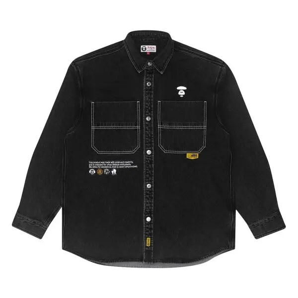 AAPE Moonface Embroidered Denim Shirt