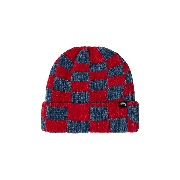 StÜssy Crochet Checkered Beanie - Red