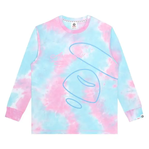 AAPE Moonface Tie-dye Long-sleeve Tee 'multi/blue