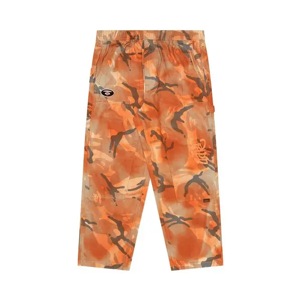 AAPE Moonface Embroidered Carpenter Pants 'beige/grey