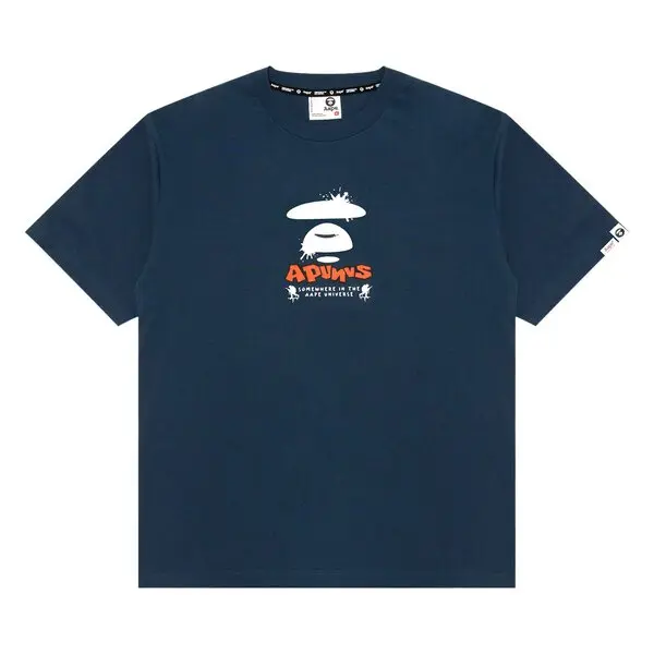 AAPE Unvs Moonface Graphic Tee 'navy