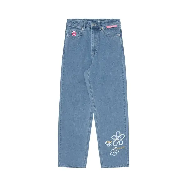 AAPE Moonface Patch Relaxed Jeans 'navy/light