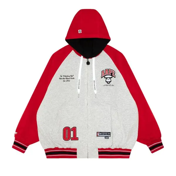 AAPE Moonface Embroidered Reversible Zip-up Hoodie /light