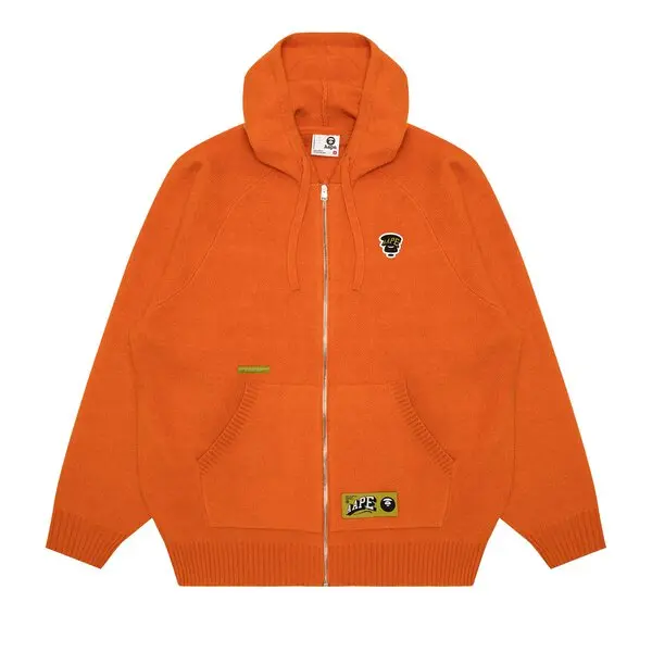 AAPE Moonface Logo Zip-up Knit Hoodie /heather