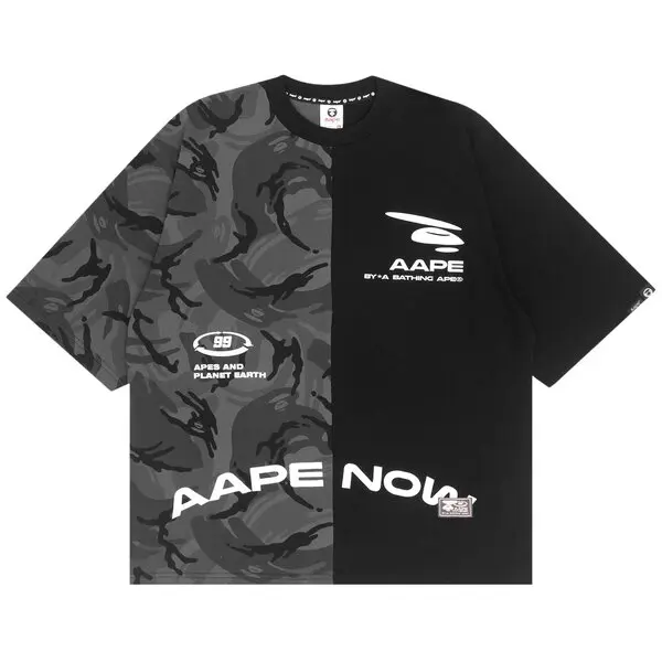 AAPE Moonface Camo Colour Blocked Tee