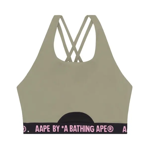 AAPE Moonface Logo Hem Bra Top 'beige/dark