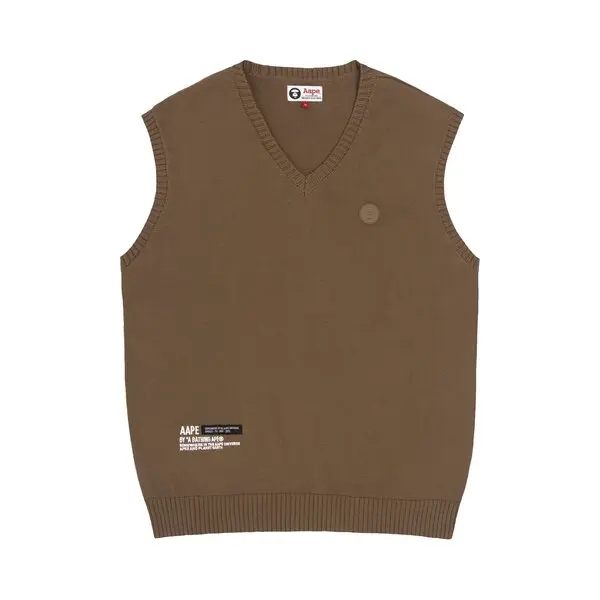 AAPE Moonface Patch Knit Vest 'beige/dark