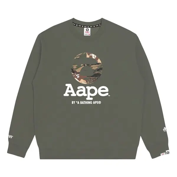 AAPE Moonface Camo Print Sweatshirt 'khaki/grey