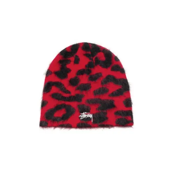 StÜssy Cashmere Leopard Skullcap - Red