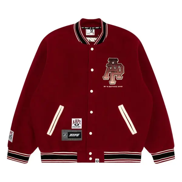 AAPE Logo Varsity Jacket 'burgundy