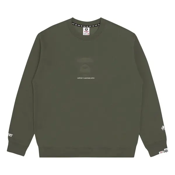 AAPE Moonface Debossed Sweatshirt 'khaki/dark