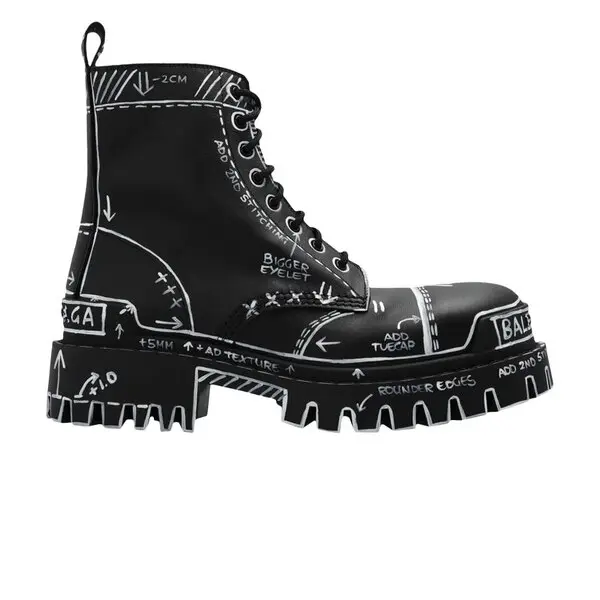 Balenciaga Wmns Strike Lace-up Boot 'marker Pen Print