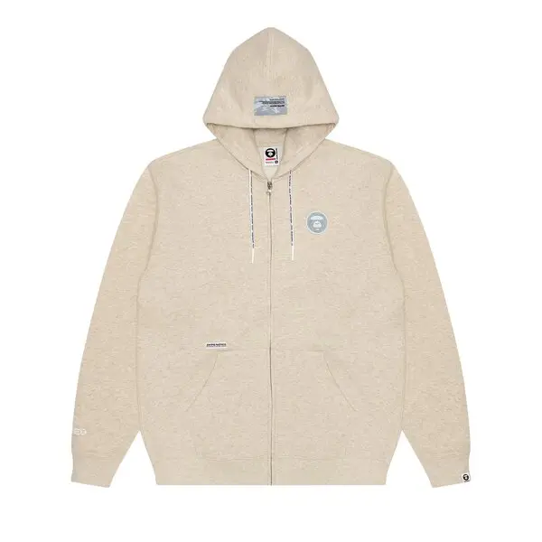 AAPE Moonface Patch Zip-up Hoodie 'beige/heather