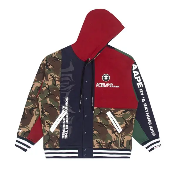 AAPE BY *A BATHING APE Buttoned Hoodie 'navy