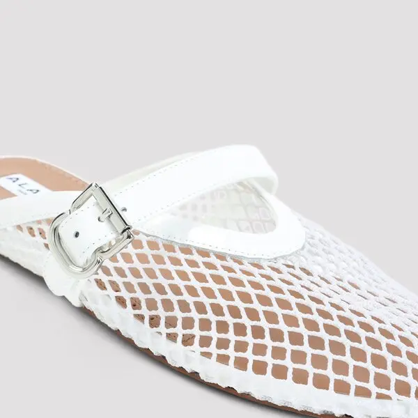 Alaïa Fishnet Flat Mules - White