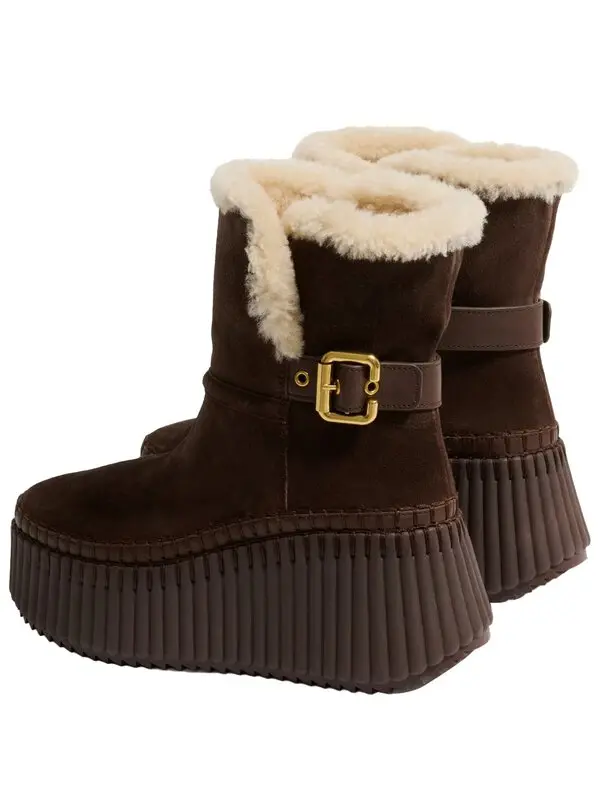 Chloé Stivaletti Nama In Camoscio Con Fodera In Shearling