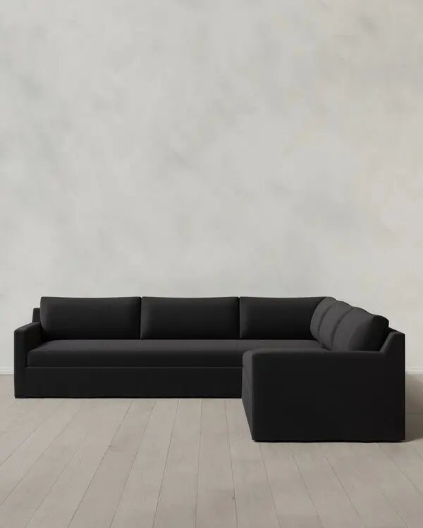 Quince Ellery Slipcover L Sectional In Performance Linen - Onyx
