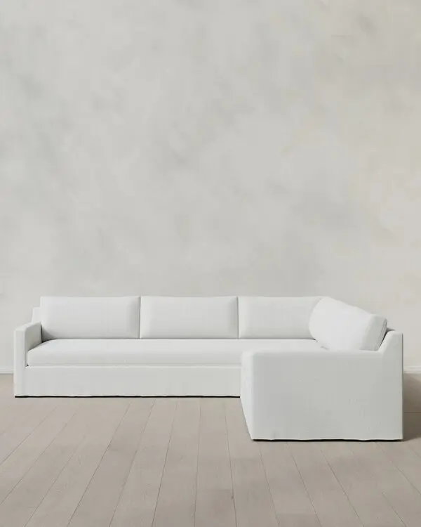 Quince Ellery Slipcover L Sectional In Performance Linen - Pearl