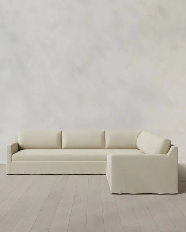 Quince Ellery Slipcover L Sectional In Performance Linen - Sand