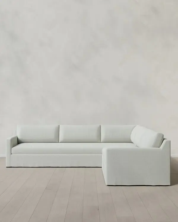 Quince Ellery Slipcover L Sectional In Performance Linen - Silver