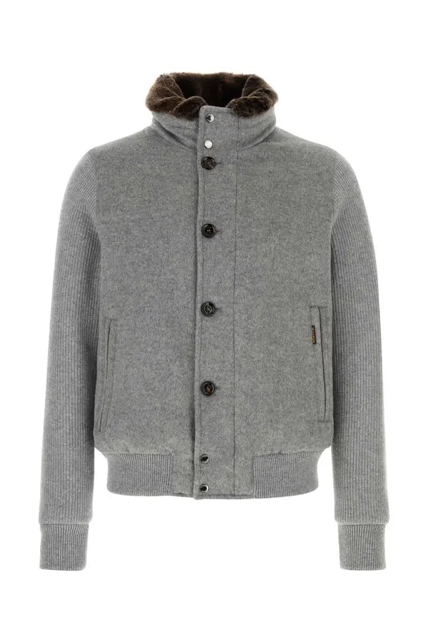 MOORER Wool Blend Down Jacket With Cashmere Padding - Grey