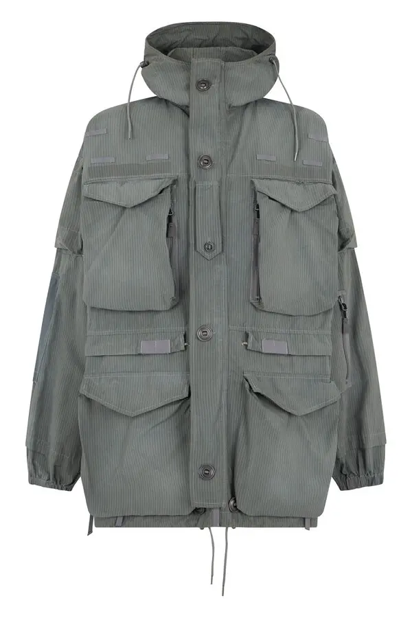 MAISON MARGIELA Oversized Technical Cotton Parka Jacket - Grey
