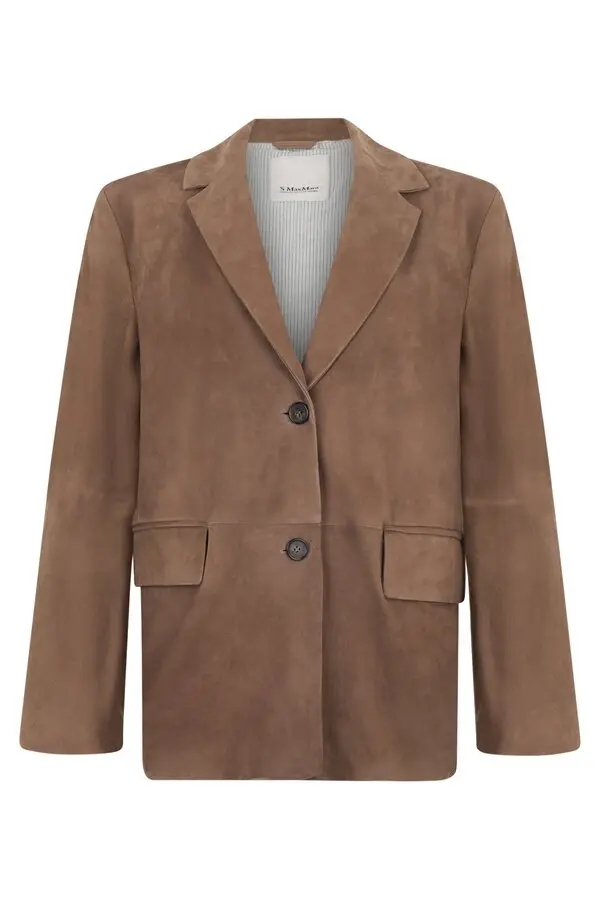 Max Mara Suede Jacket With Button-front And Classic Collar