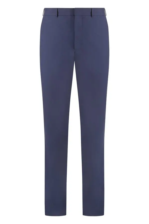 Prada Poplin Cotton Trousers With Two Back Welt Pockets
