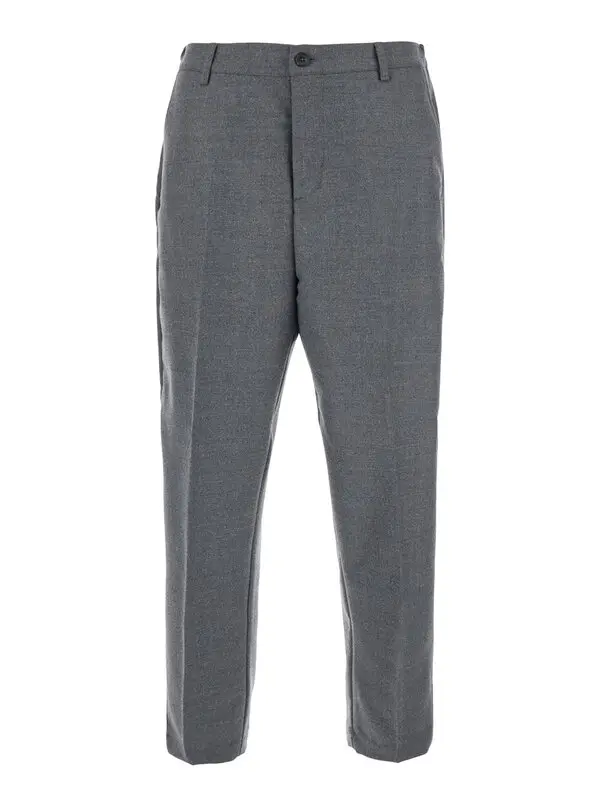 GRIFONI Brushed Wool Pants With Side Pockets And Classic Hem