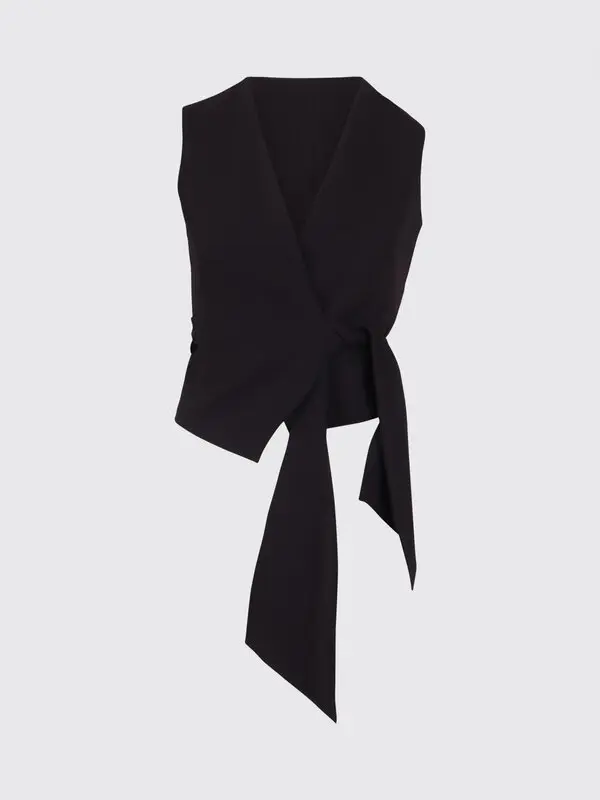 Max Mara Asymmetric Wrap-style Tailored Vest With Tie Fastening