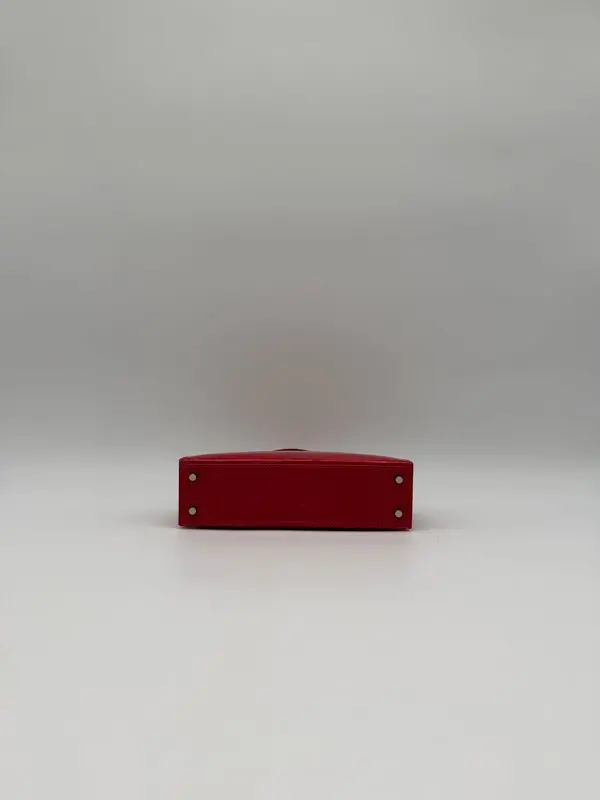 Hermès Mini Kelly Rouge De Coeur Shiny Alligator Palladium Hardware