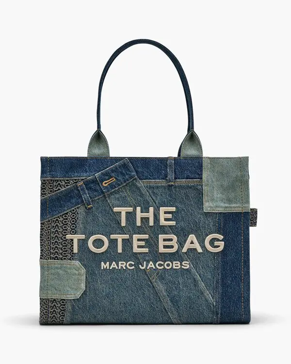 Marc Jacobs The Deconstructed Denim Large Tote Bag - Indigo Multi