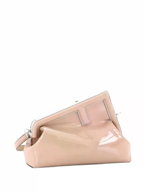 Fendi First Bag Patent Midi Shoulder Bag - Neutrals