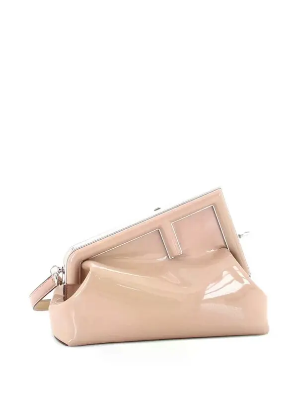 Fendi First Bag Patent Midi Shoulder Bag - Neutrals