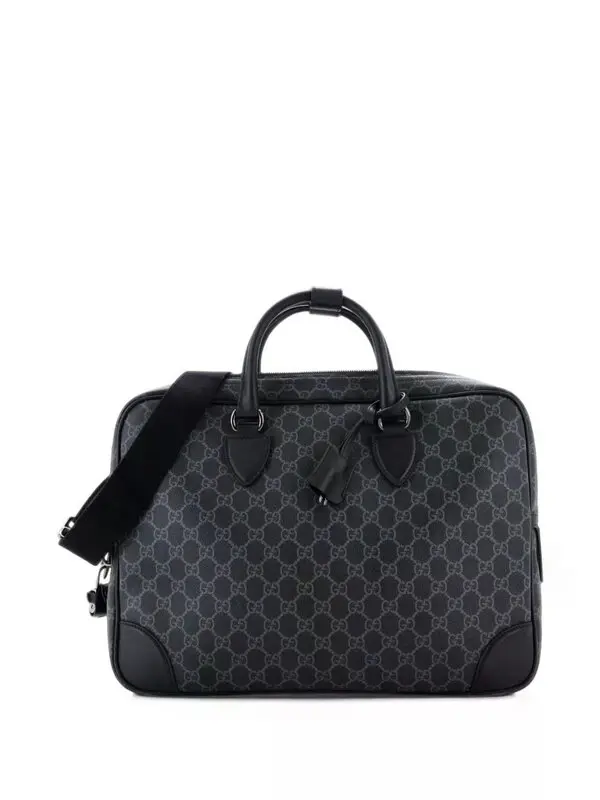 Gucci Emblem Convertible Zip Around Briefcase Gg Coated Canvas Medium Business Bag