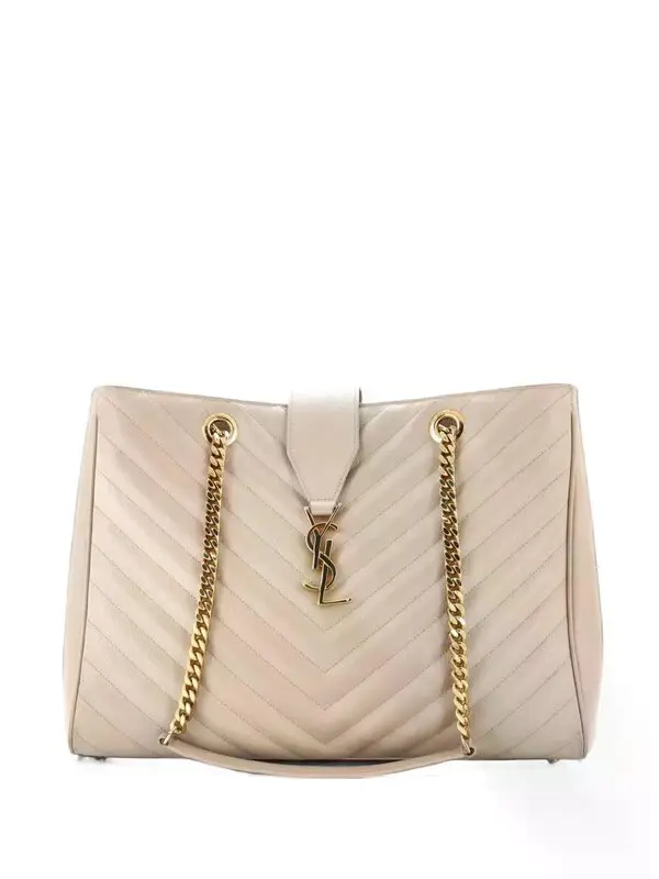 Saint Laurent Classic Monogram Shopper Matelasse Chevron Leather Large Tote Bag