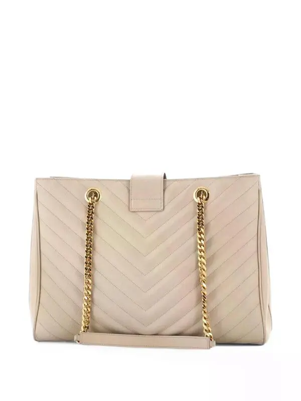 Saint Laurent Classic Monogram Shopper Matelasse Chevron Leather Large Tote Bag