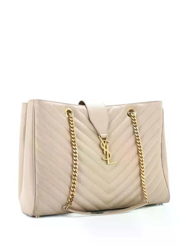 Saint Laurent Classic Monogram Shopper Matelasse Chevron Leather Large Tote Bag