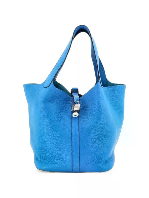 Hermès Picotin Lock Bag Clemence Mm Bucket Bag - Blue