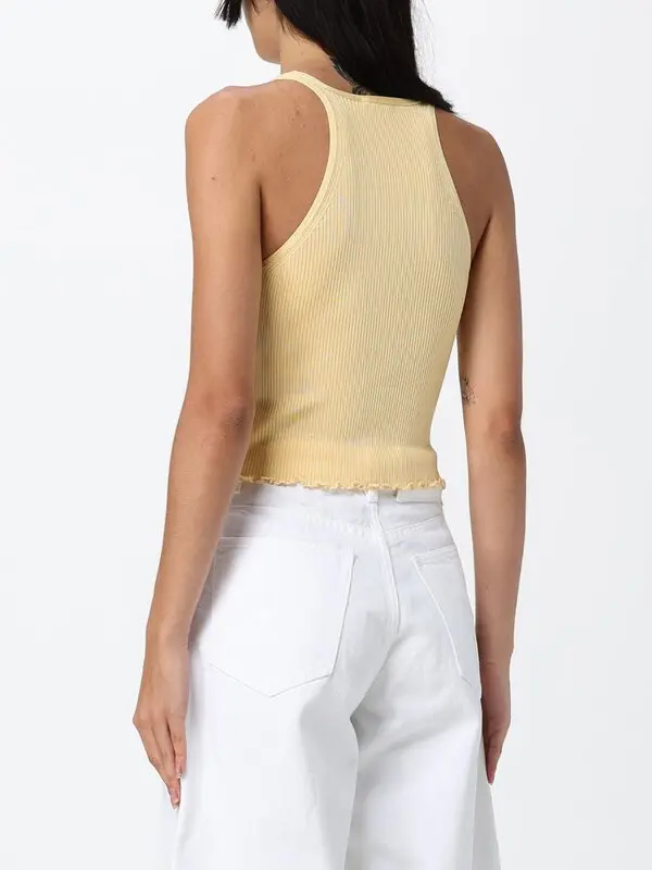Alaïa Alai�a Slim Fit Ribbed Silk U-neck Tank Top Alai�a With Thin Straps