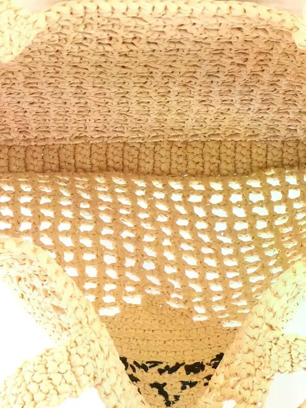 Prada Triangle Logo Open Raffia Tote Bag